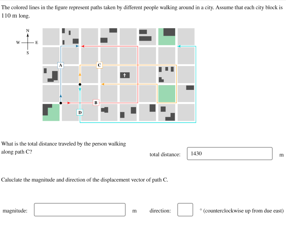 Solved The colored lines in the figure represent paths taken | Chegg.com
