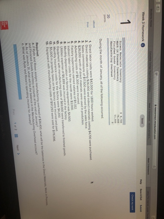 Solved Week 3 Homework Week 3 Check my work Work in Process | Chegg.com