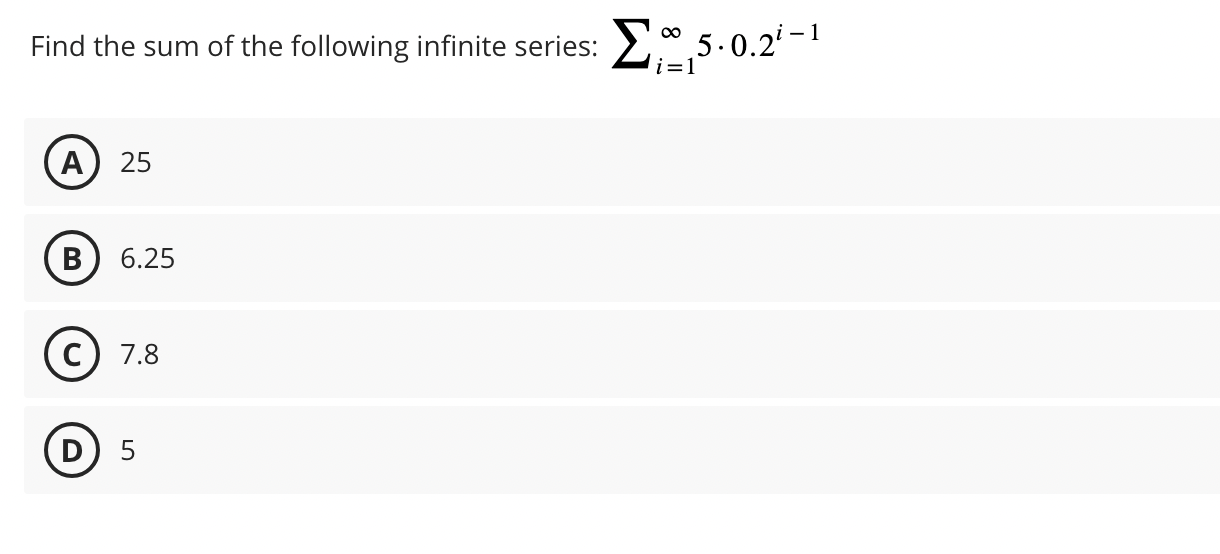 Solved Find the sum of the following infinite series: | Chegg.com