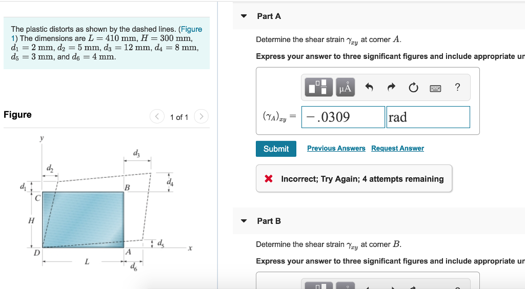 Solved Part A The plastic distorts as shown by the dashed | Chegg.com