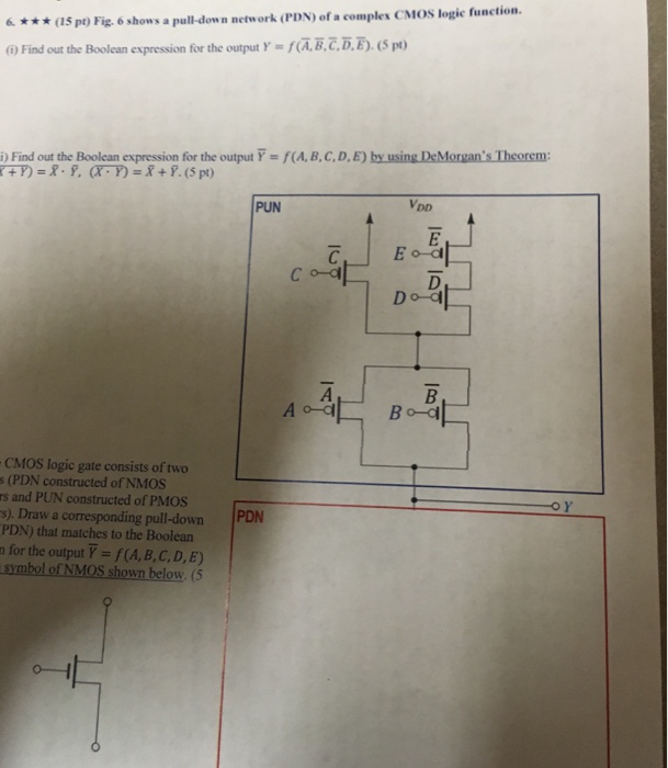 Solved 6. (15 pt 6 pull-down network (PDN) of a complex CMOS | Chegg.com