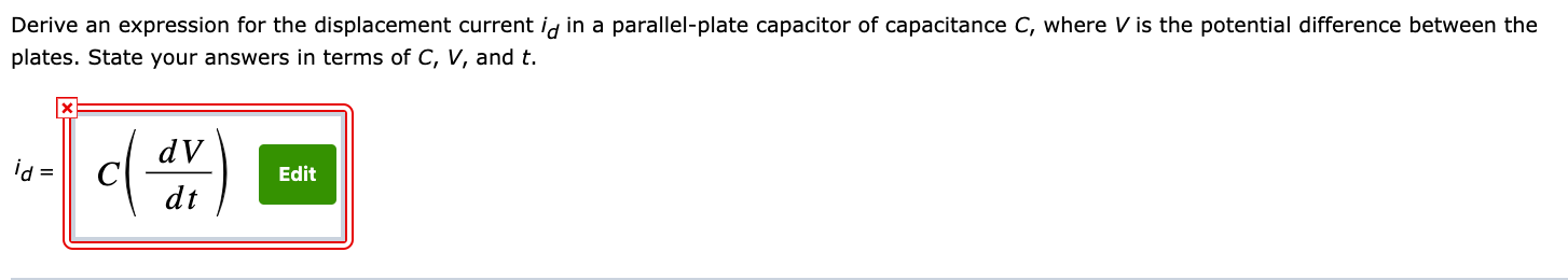 Solved Derive an expression for the displacement current id | Chegg.com