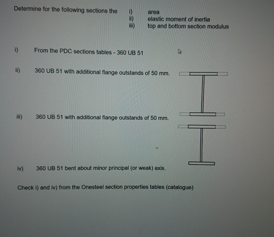 Determine for the following sections thei) area l) | Chegg.com