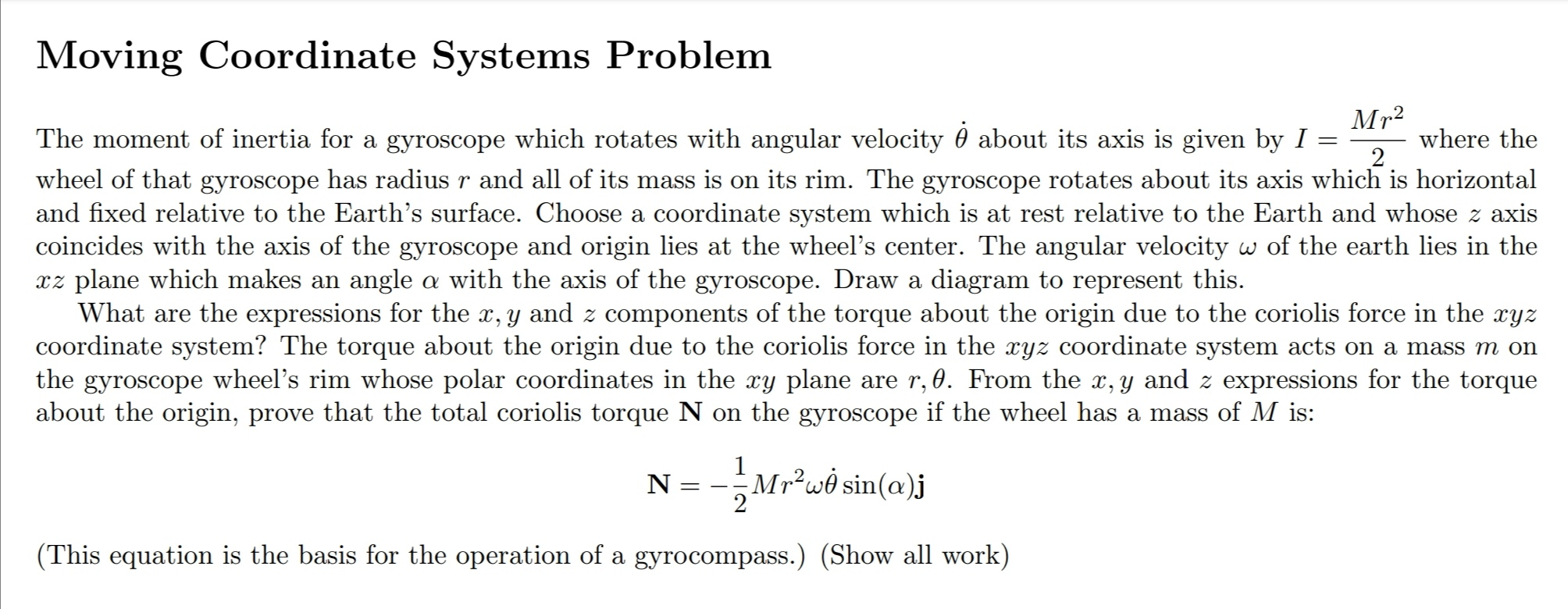 Solved Moving Coordinate Systems Problem Mr2 The moment of | Chegg.com