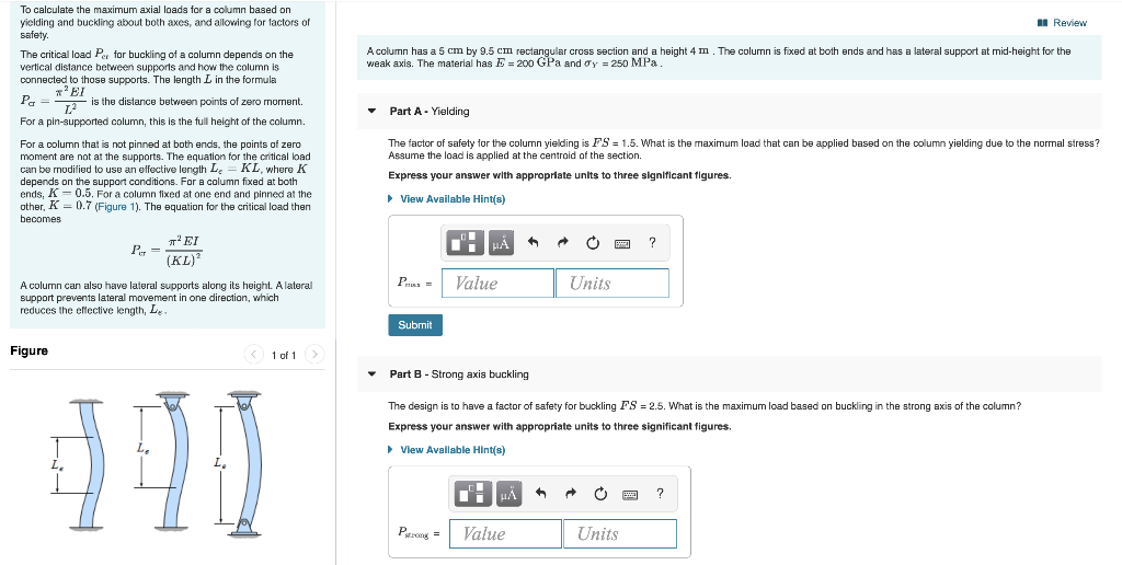 Solved n Review To calculate the maximum axial loads for a | Chegg.com