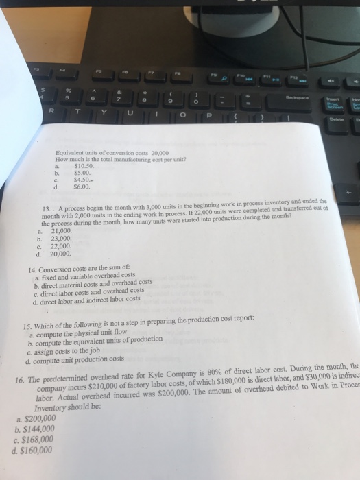 Solved 7 Equivalent units of conversion costs 20,000 How | Chegg.com