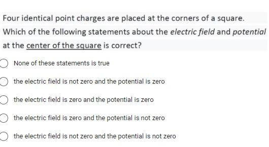 Solved Four identical point charges are placed at the | Chegg.com