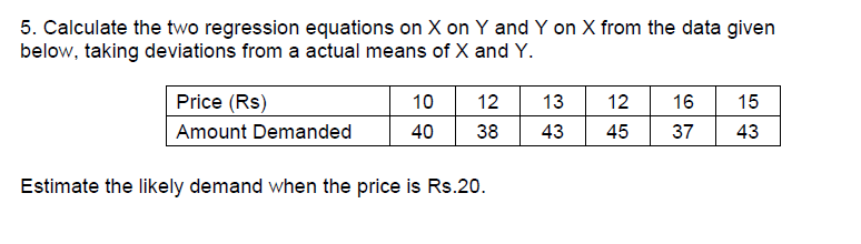 Solved Calculate the two regression equations on x ﻿on Y | Chegg.com