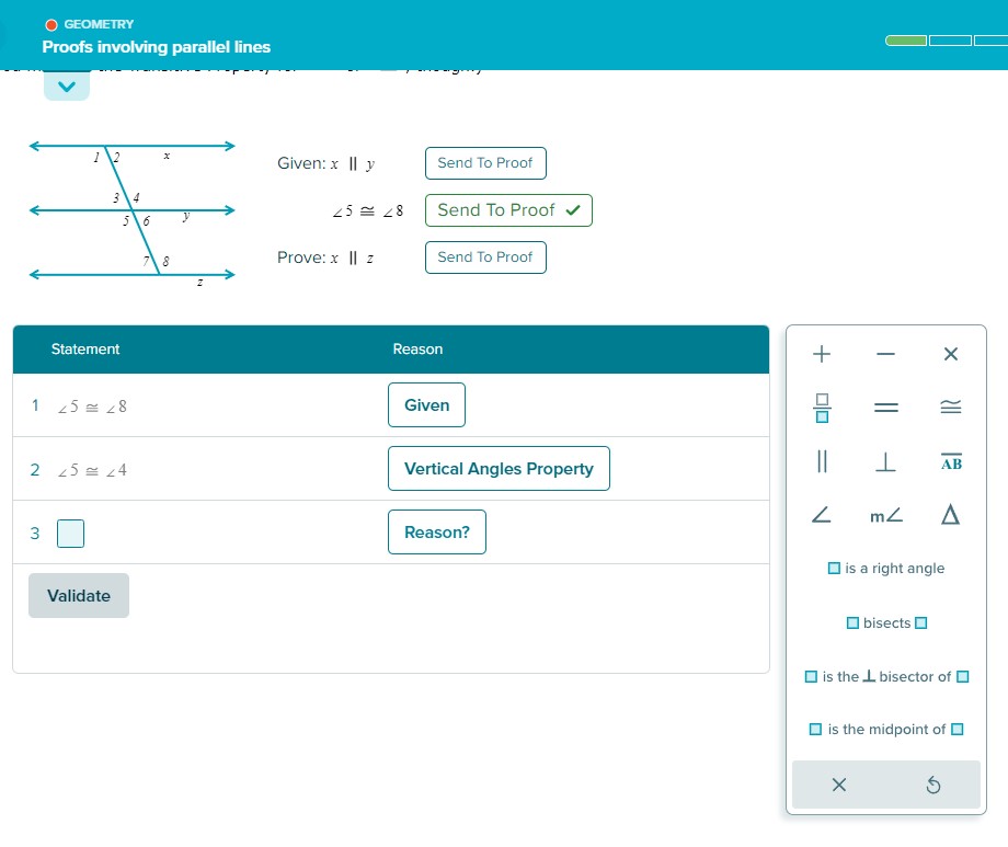 Solved GEOMEIRY Proofs involving parallel lines Given: x II | Chegg.com