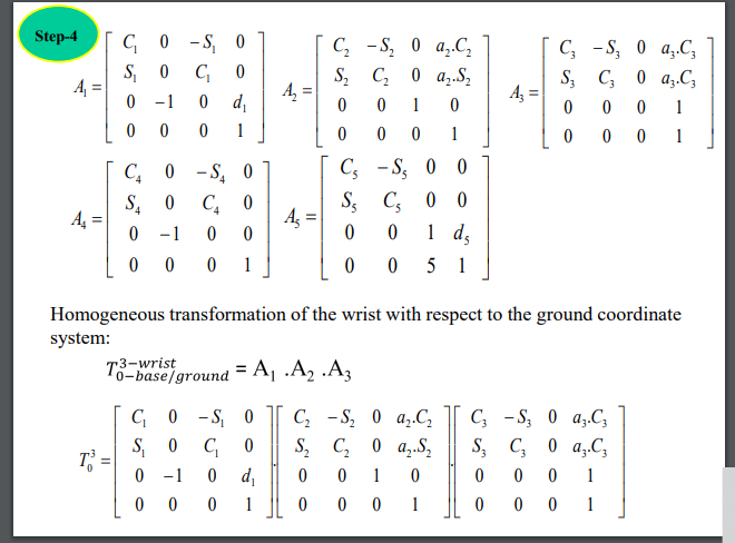 Solved Step-4 Cose, 0 -Sine 0 Sine 0 Cose 0 0 -1 0 1 0 0 0 1 | Chegg.com
