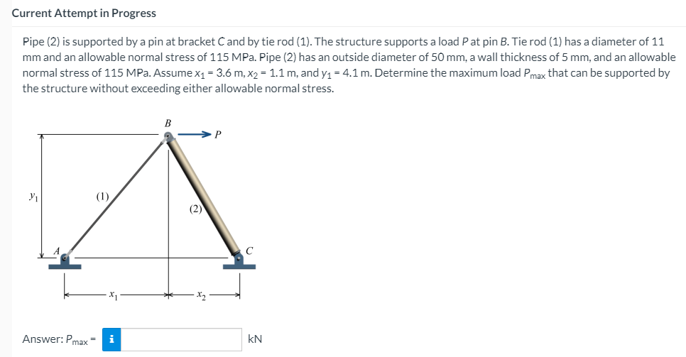 Solved Current Attempt in Progress Pipe (2) is supported by | Chegg.com