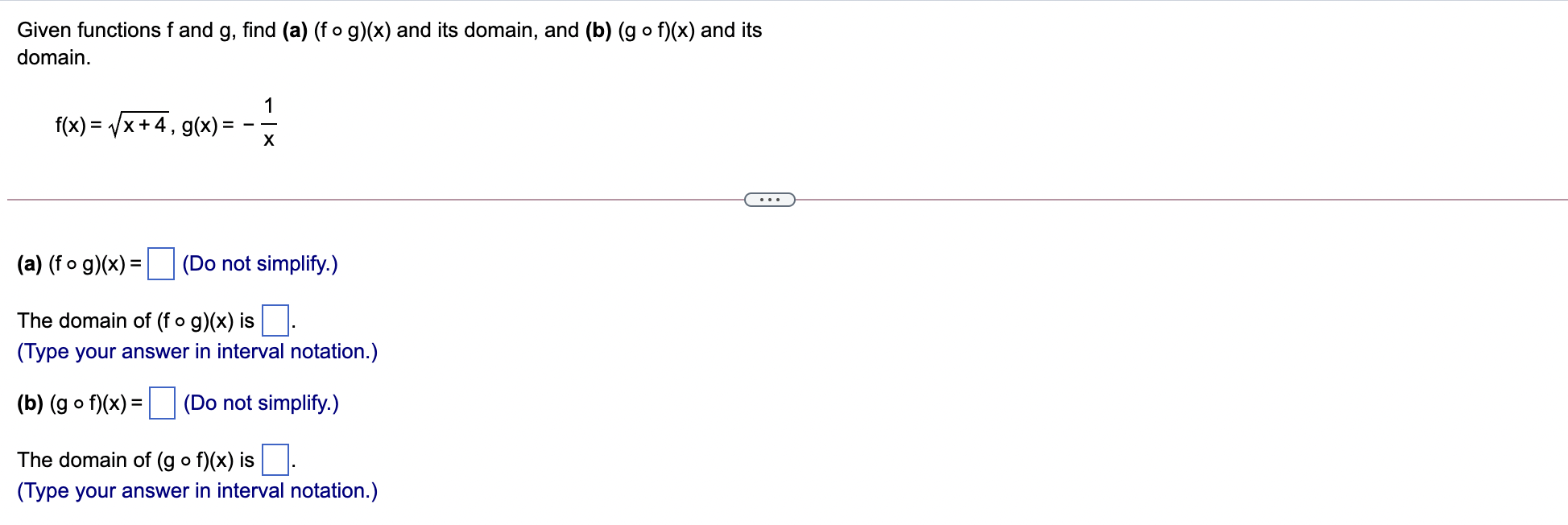 Solved Given functions f and g, find (a) (fog)(x) and its | Chegg.com