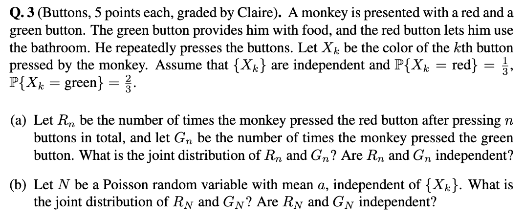 Solved Q. 3 (Buttons, 5 points each, graded by Claire). A | Chegg.com
