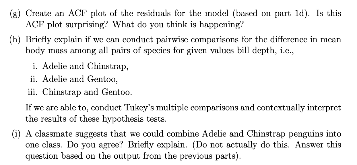 Solved 1. We will revisit the data set penguins from the | Chegg.com