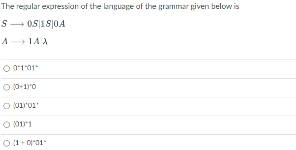 Solved The regular expression of the language of the grammar | Chegg.com