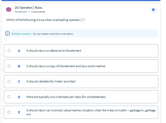 Solved 25) Operator] Rules Homework - Unanswered Which of | Chegg.com