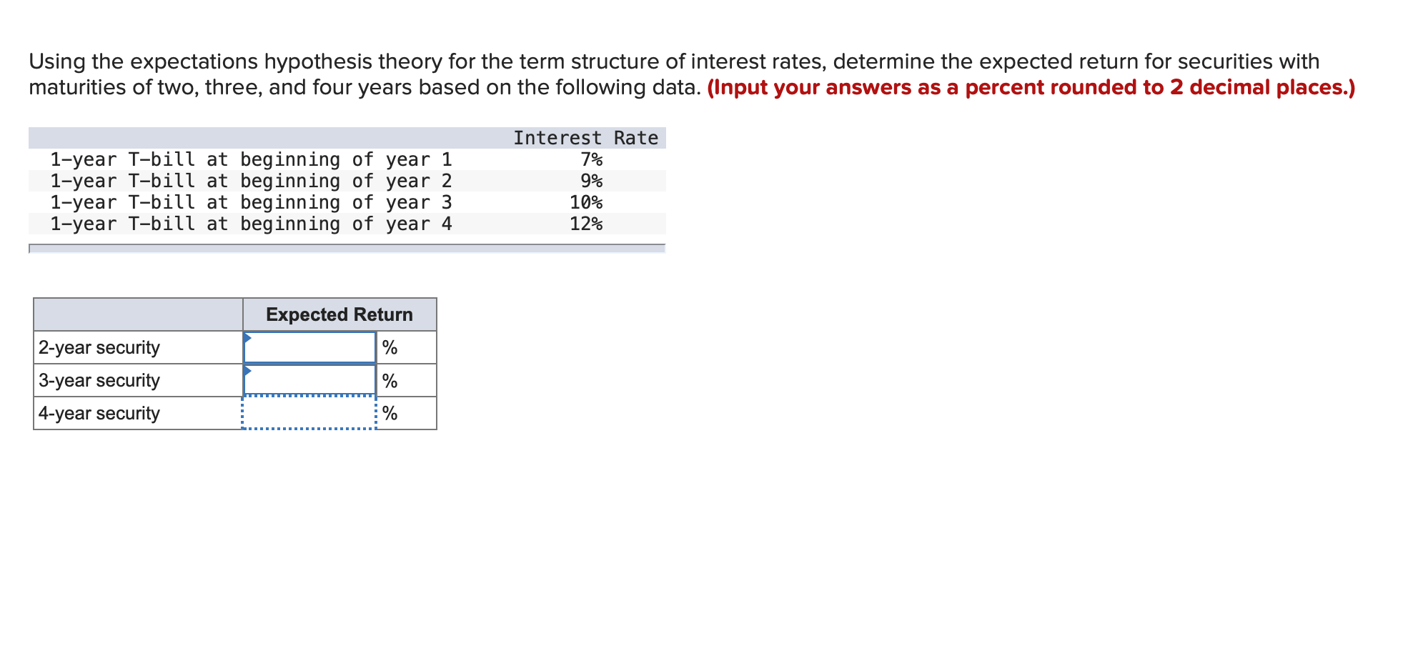 Solved Using the expectations hypothesis theory for the term | Chegg.com