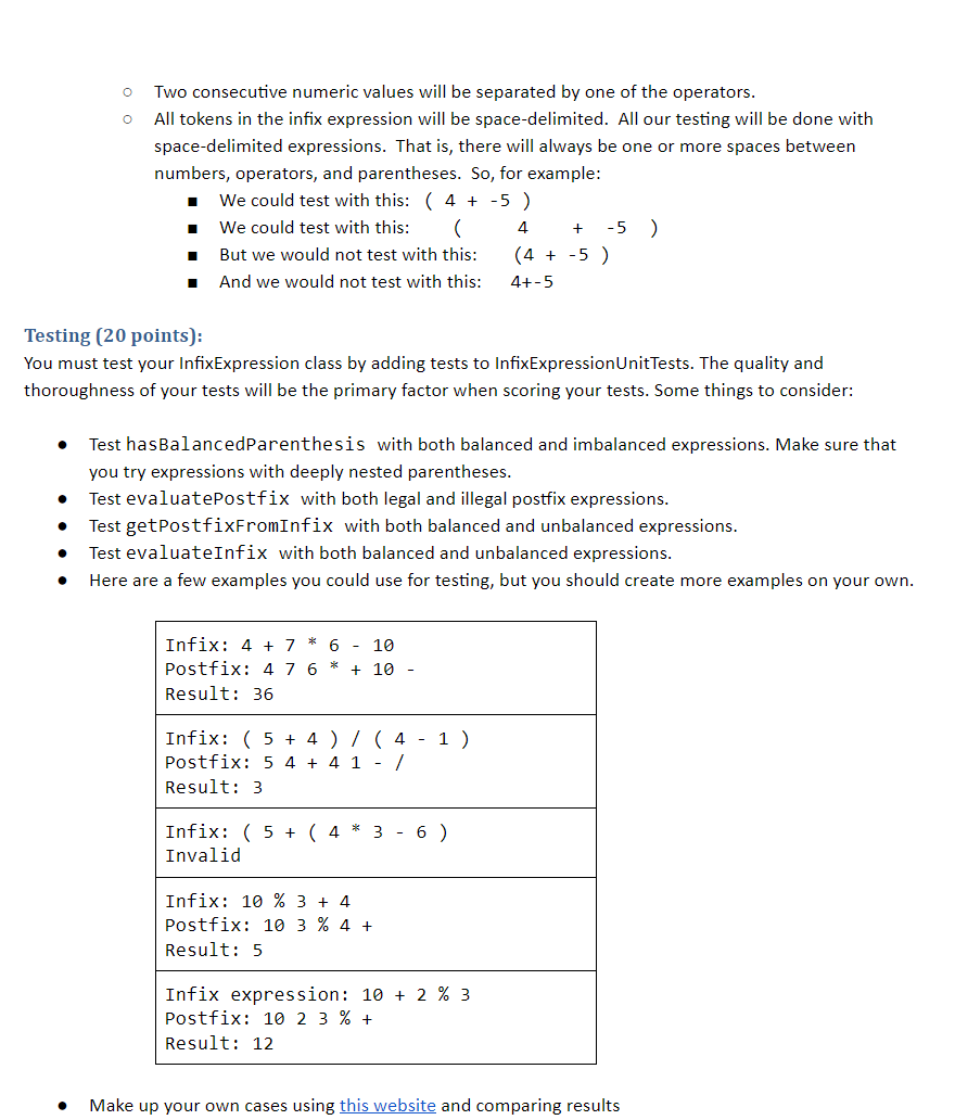 Solved import java.util.*; public class InfixExpression { | Chegg.com