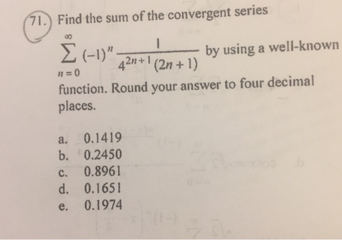 Solved Find the sum of the convergent series | Chegg.com