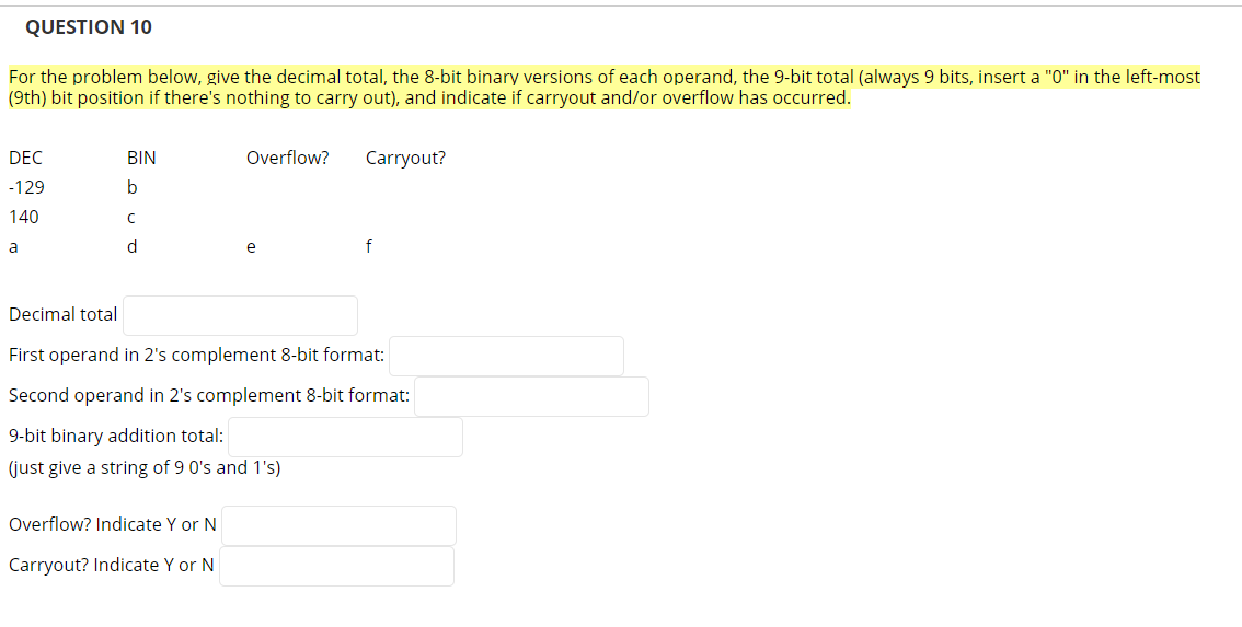 Solved For the problem below, give the decimal total, the | Chegg.com