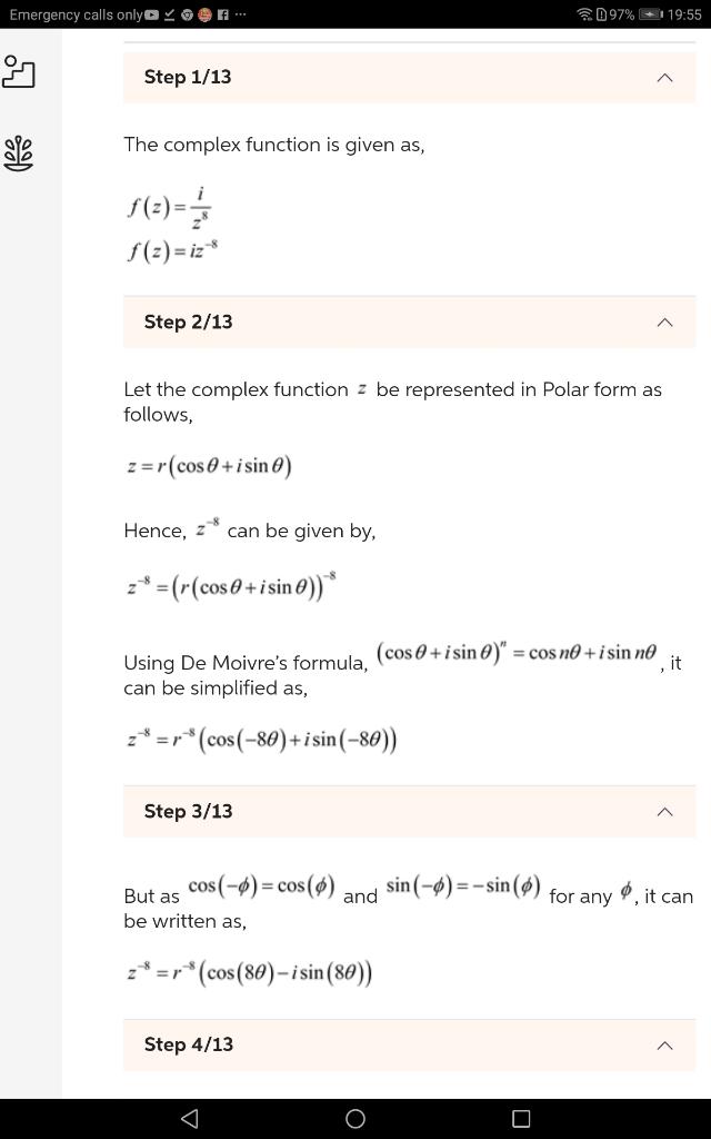 Solved The complex function is given as, f(z)=z8if(z)=iz−8 | Chegg.com