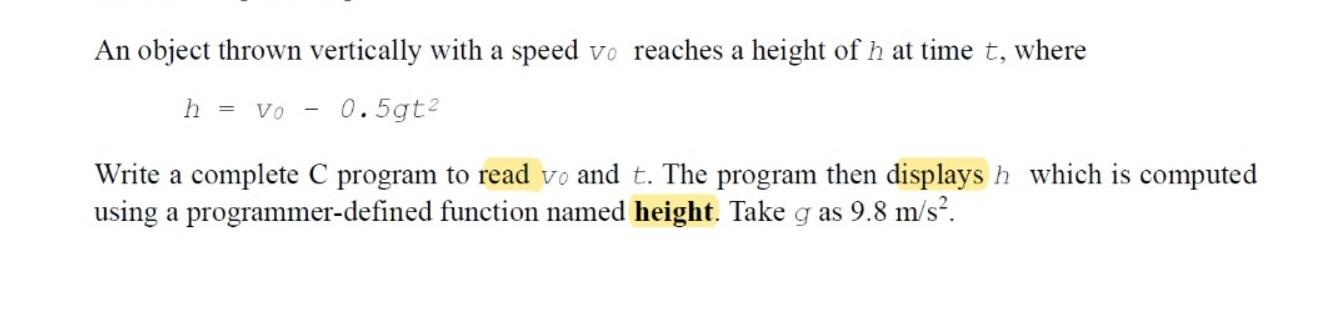 Solved An object thrown vertically with a speed vo reaches a | Chegg.com