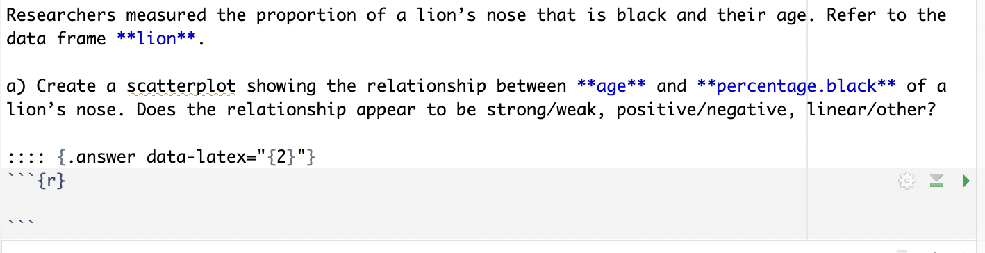 Researchers measured the proportion of a lion's nose | Chegg.com