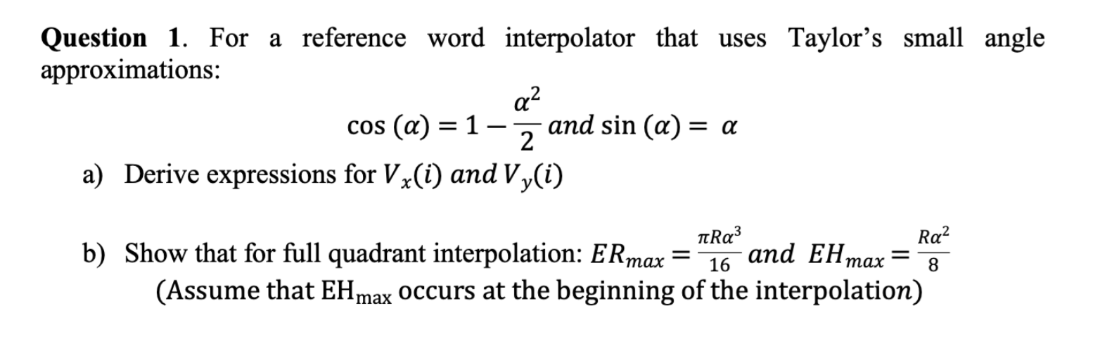 Solved Question 1. For a reference word interpolator that | Chegg.com