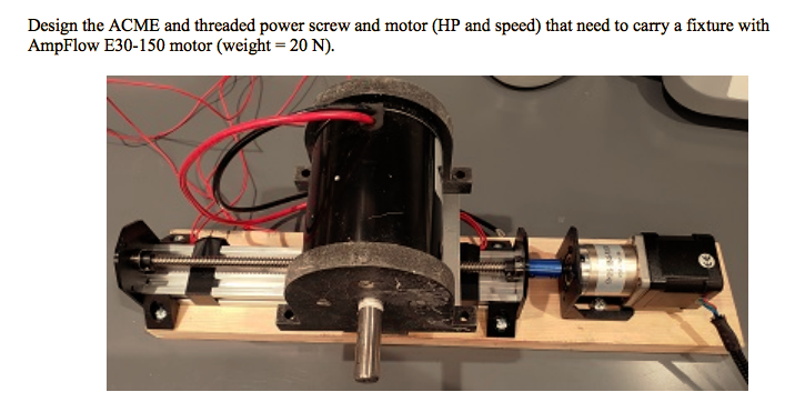 Design the ACME and threaded power screw and motor | Chegg.com
