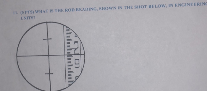 Solved 11. (5 PTS) WHAT IS THE ROD READING, SHOWN IN THE | Chegg.com