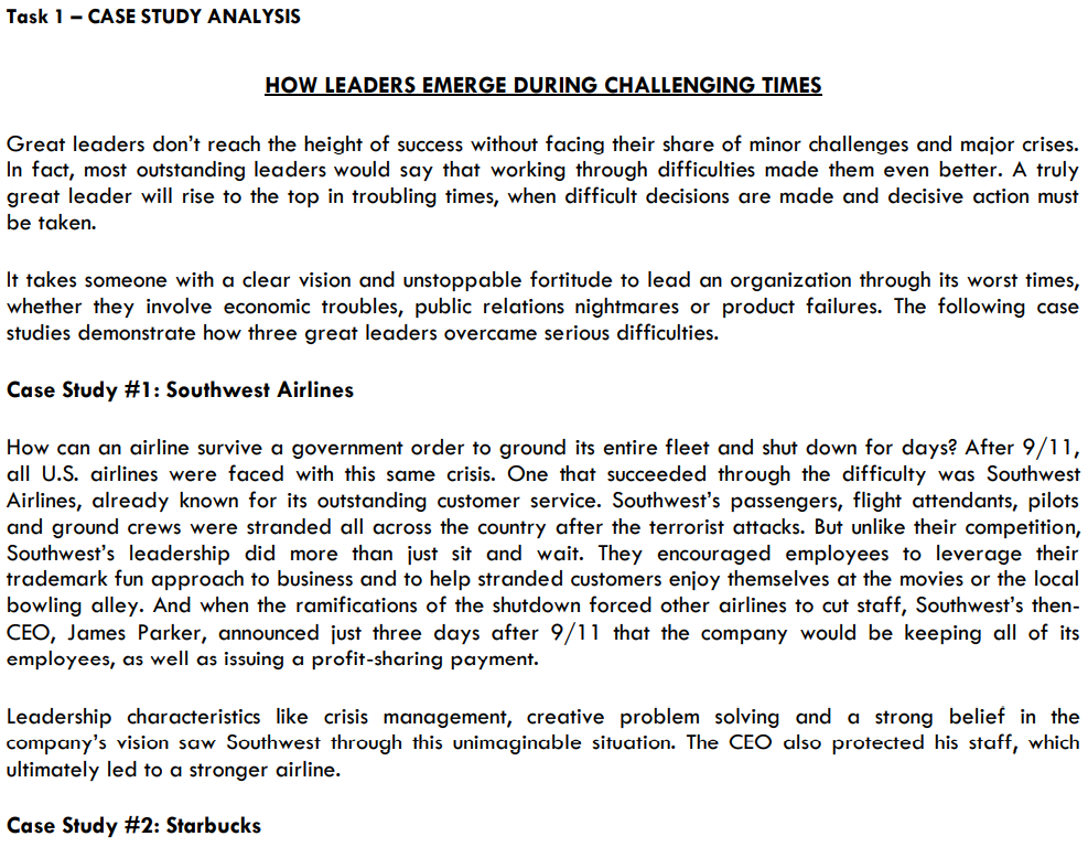 Solved Task 1 - CASE STUDY ANALYSIS HOW LEADERS EMERGE | Chegg.com
