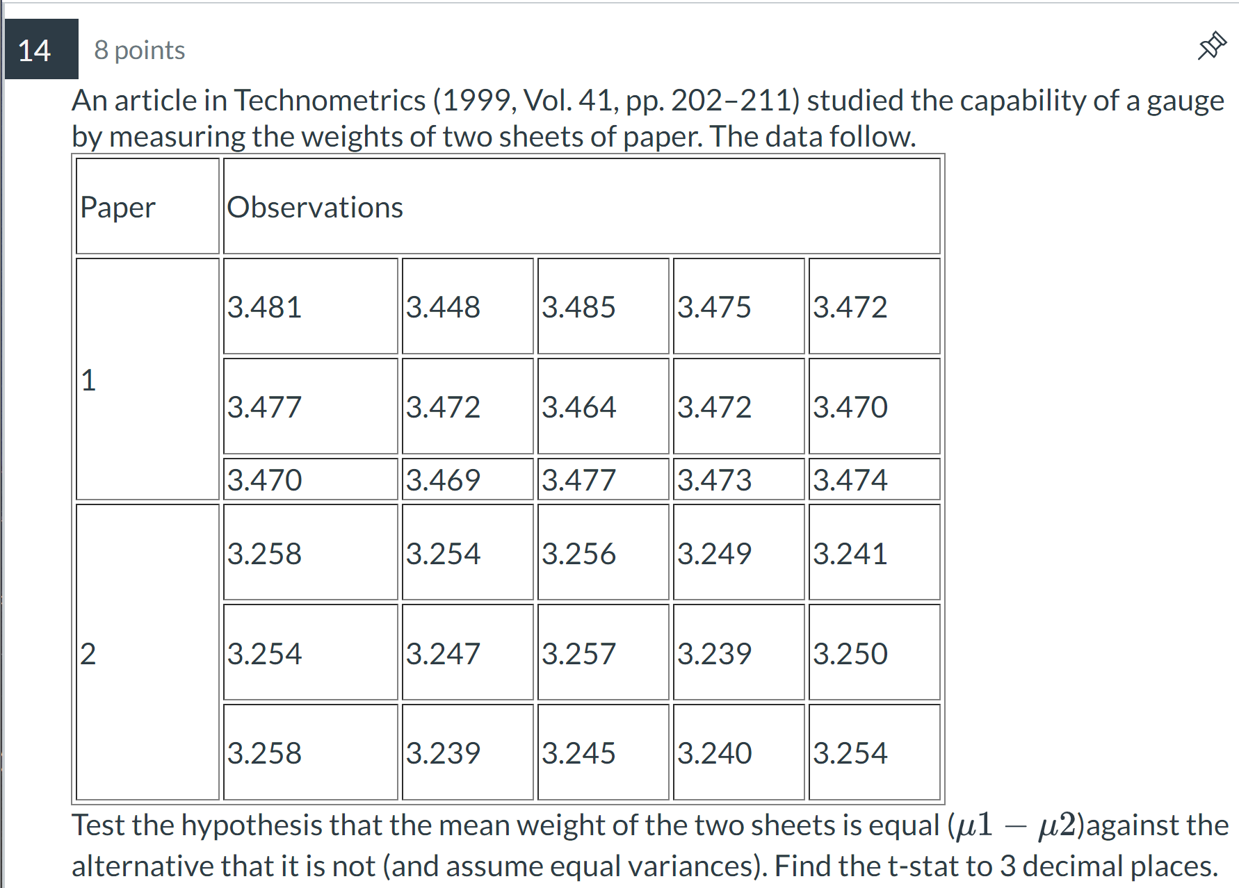 Solved An article in Technometrics (1999, Vol. 41, pp. | Chegg.com