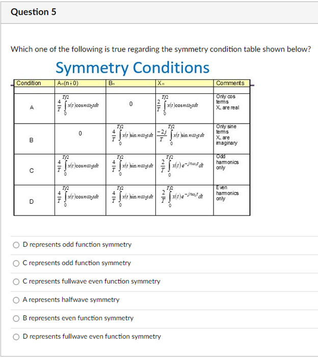 Solved Question 5 Which one of the following is true | Chegg.com