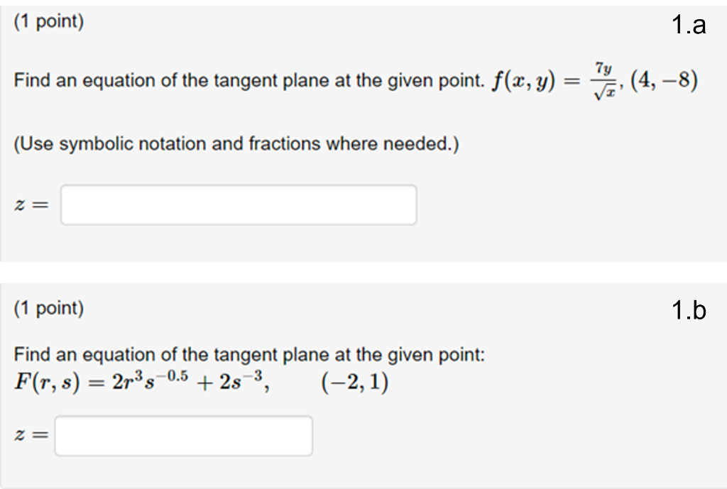 Solved Find an equation of the tangent plane at the given | Chegg.com