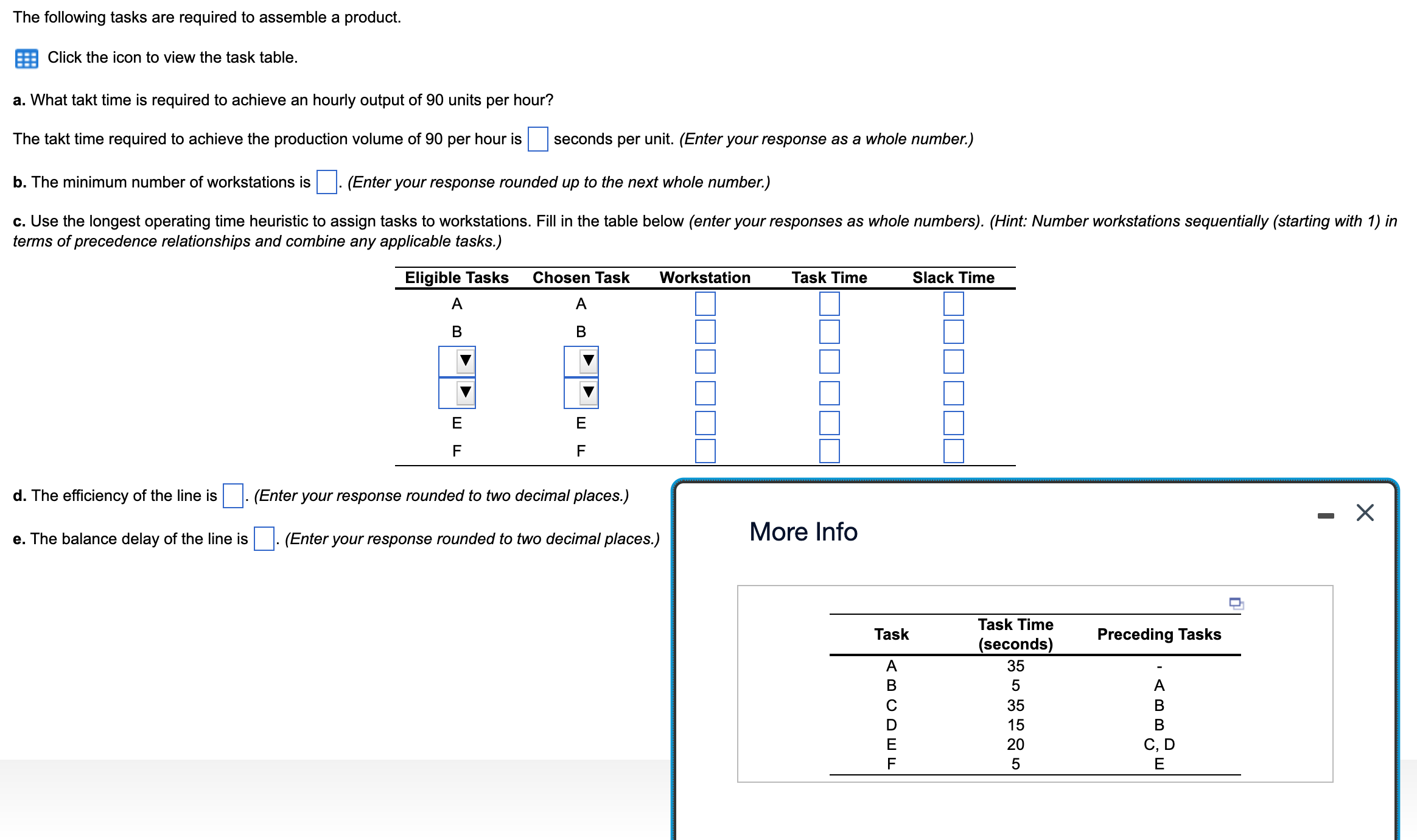 Solved d. ﻿The efficiency of the line ise. ﻿The balance | Chegg.com