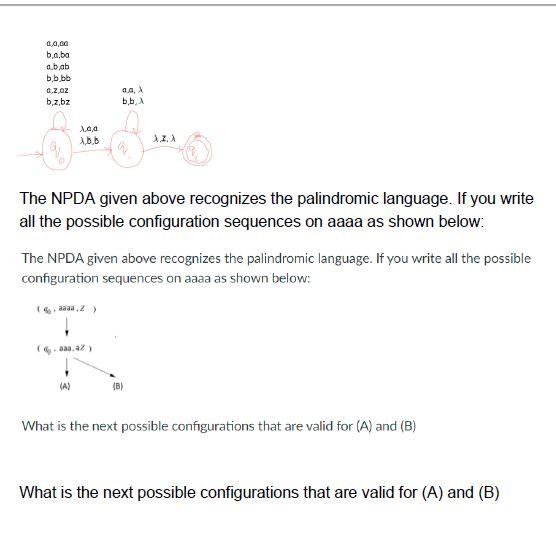 Solved The NPDA given above recognizes the palindromic | Chegg.com