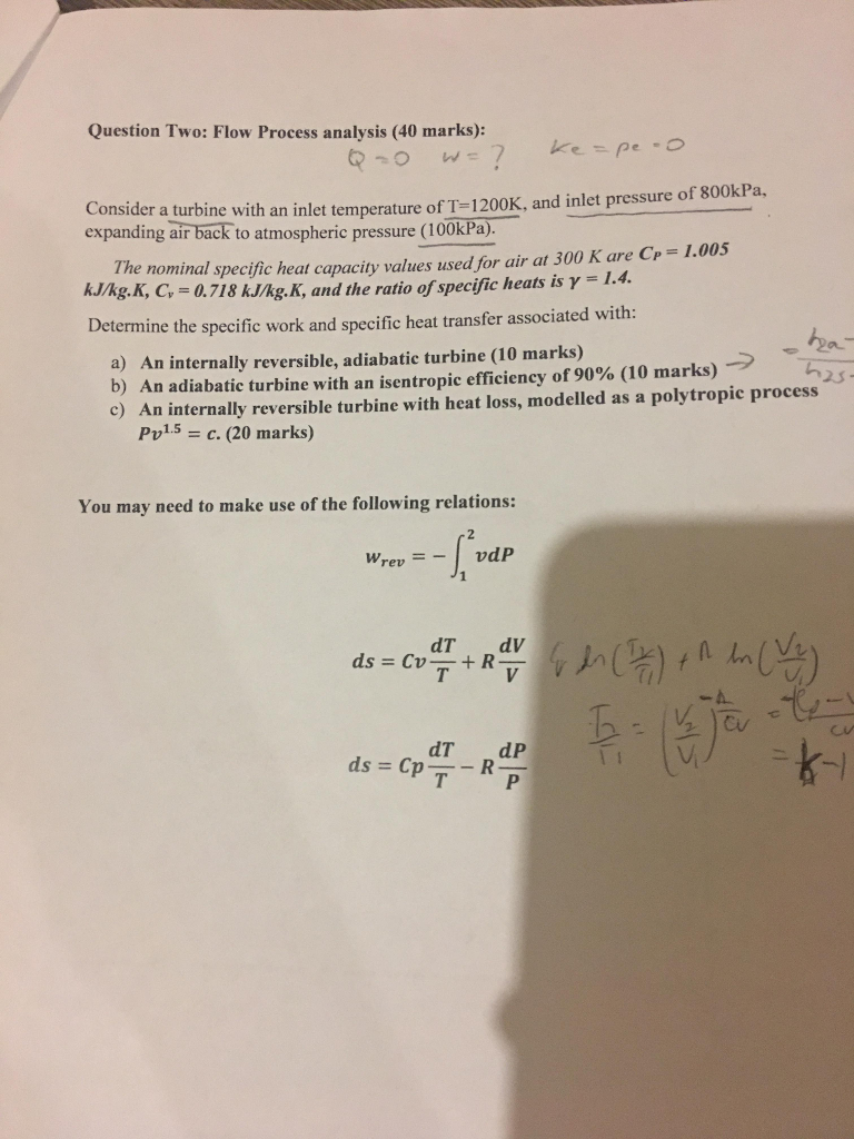 Solved Question Two: Flow Process analysis (40 marks): | Chegg.com