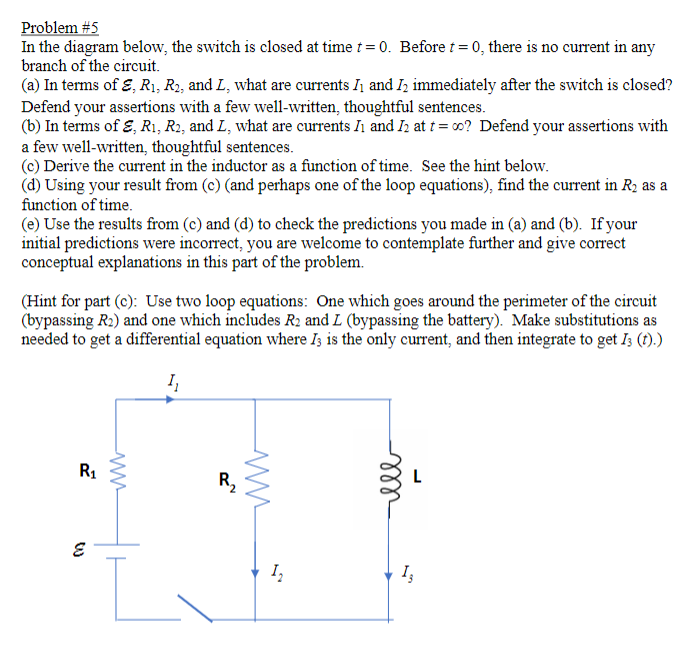 Solved Problem \#5 In the diagram below, the switch is | Chegg.com