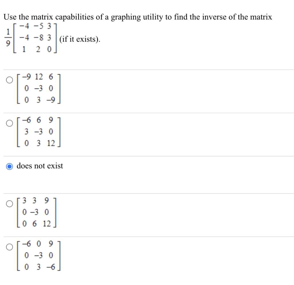 Solved Use the matrix capabilities of a graphing utility to | Chegg.com