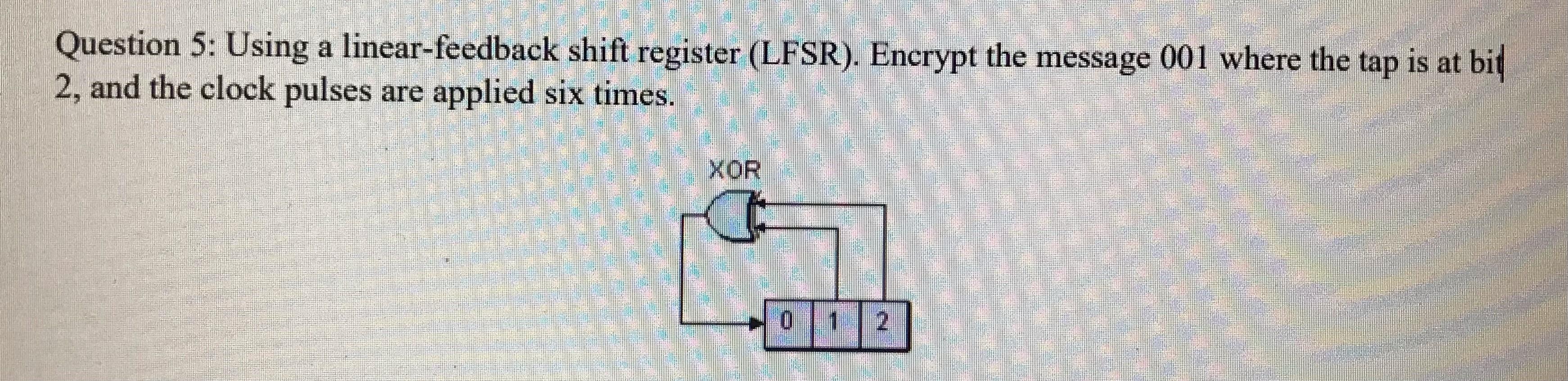 Solved Question 5: Using a linear-feedback shift register | Chegg.com