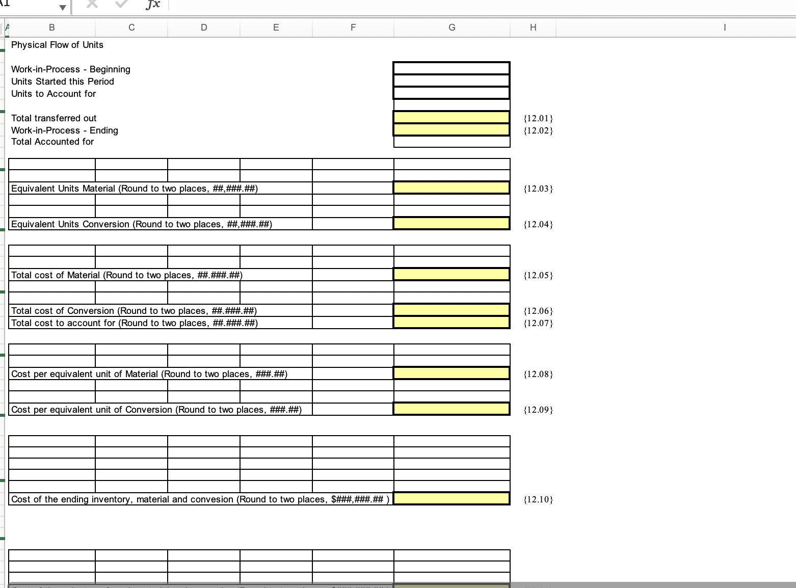 B C D E F G H Physical Flow of Units Work-in-Process | Chegg.com