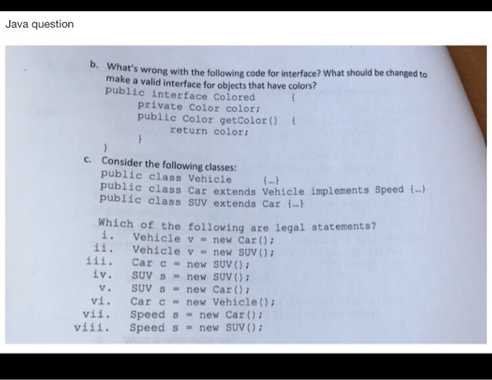 Solved Java question b. s wrong with the following code for | Chegg.com