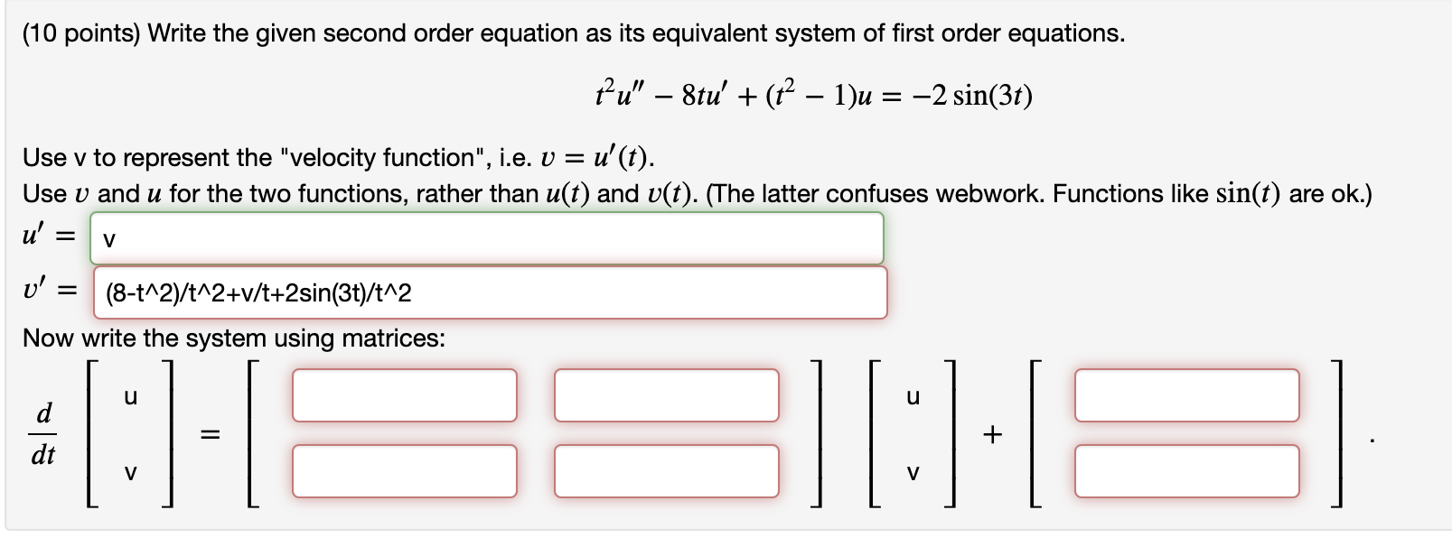 Solved Write the given second order equation as its | Chegg.com