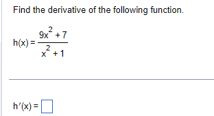 Solved Find the derivative of the following function. | Chegg.com