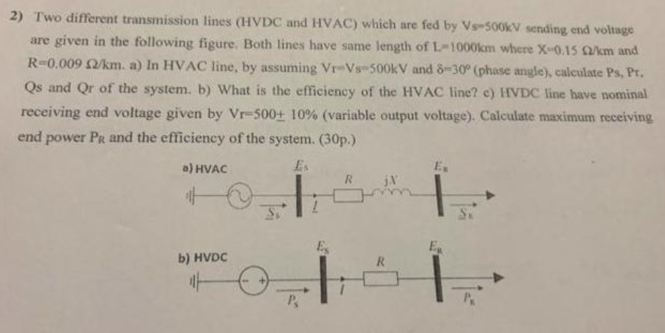 Solved Two different transmission lines (HVDC ﻿and HVAC) | Chegg.com