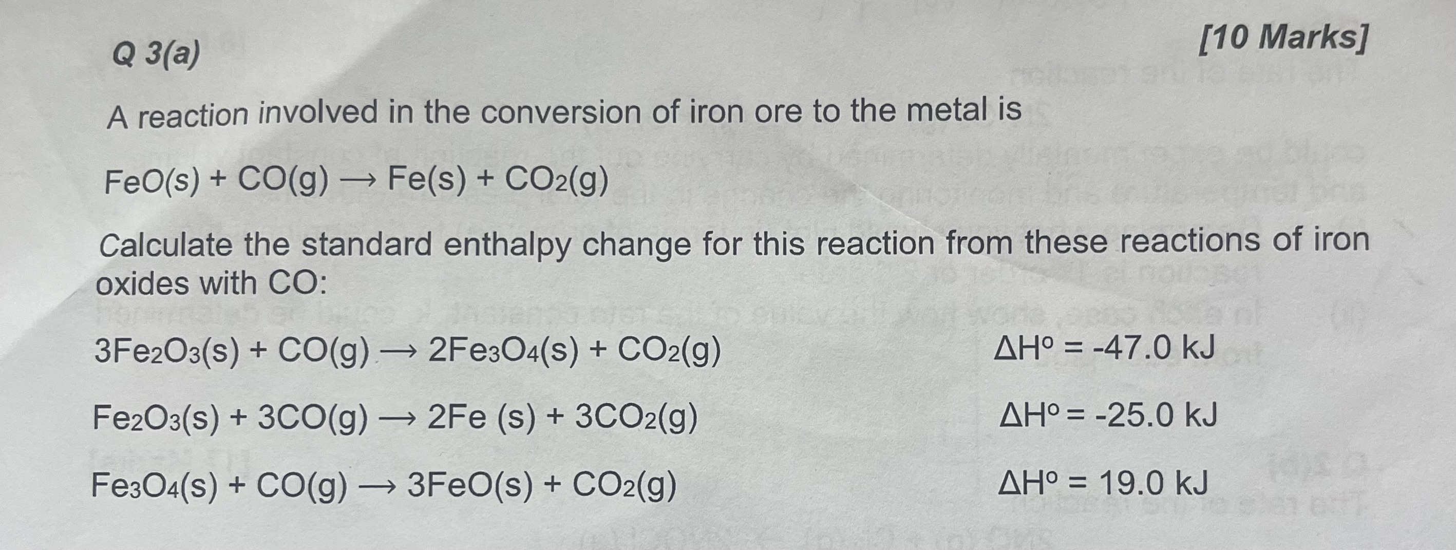 Solved A reaction involved in the conversion of iron ore to | Chegg.com