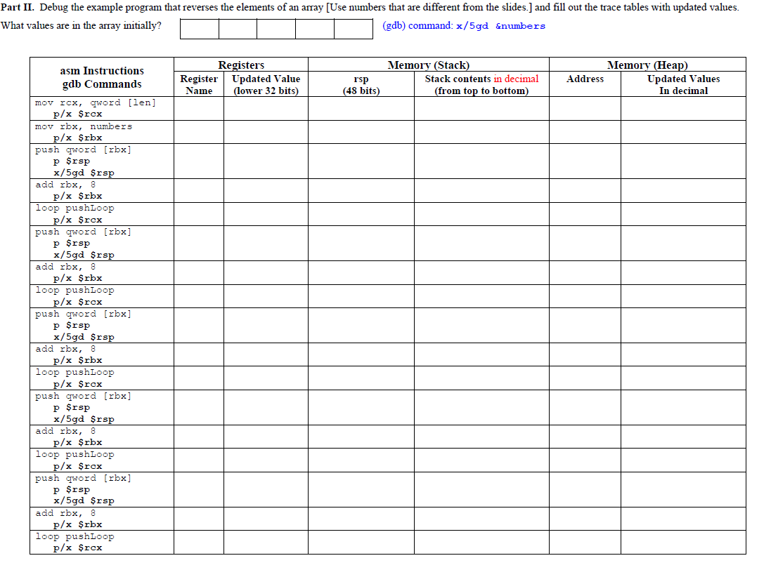 1rt II. Debug the example program that reverses the | Chegg.com