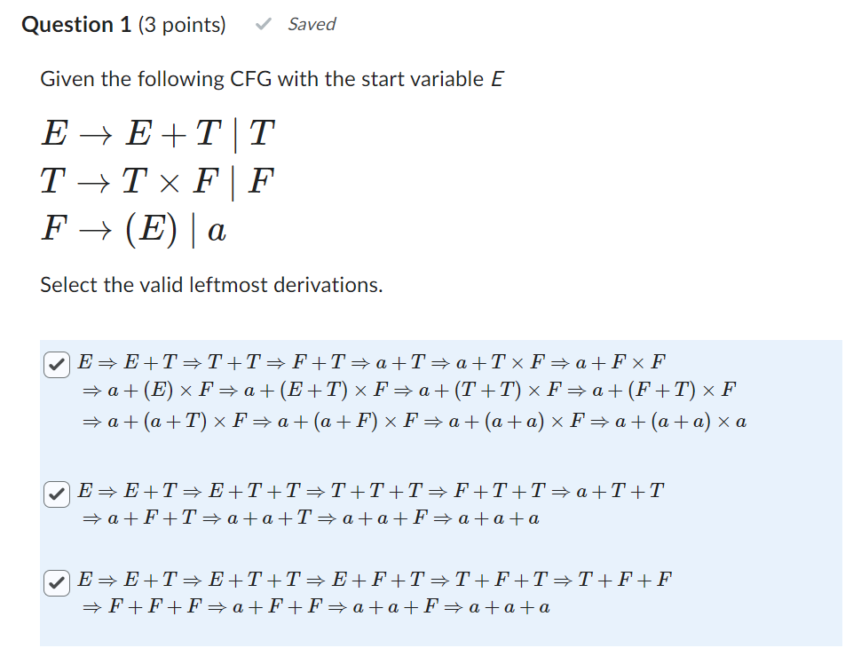 Given The Following Cfg With The Start Variable E 