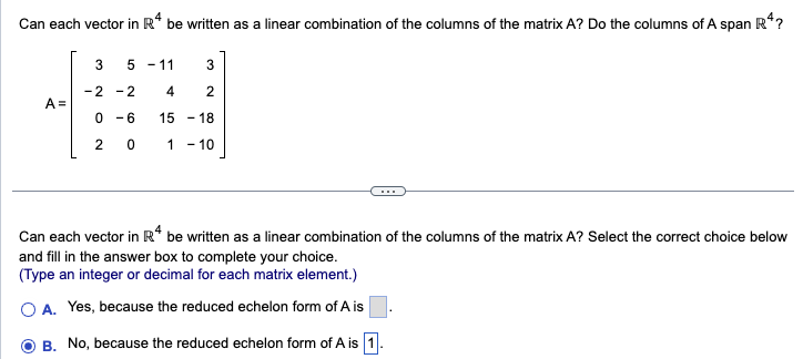 Solved Can each vector in R4 be written as a linear | Chegg.com