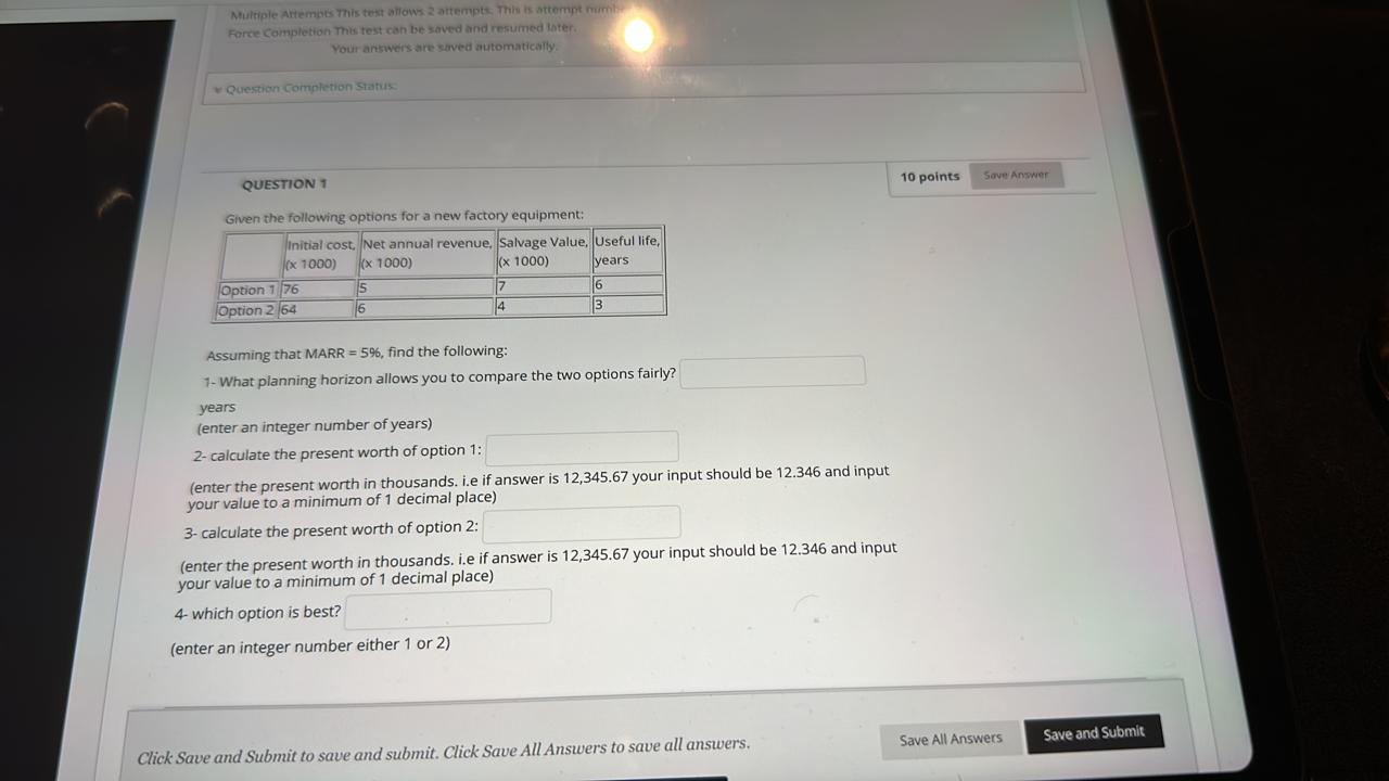 Given the following options for a new factory | Chegg.com